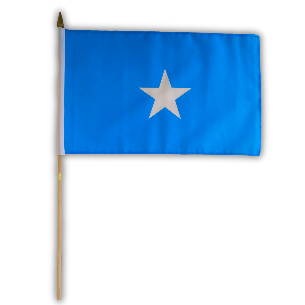 Somalia Hand Flag 12" X 18" ON WOODEN STICK